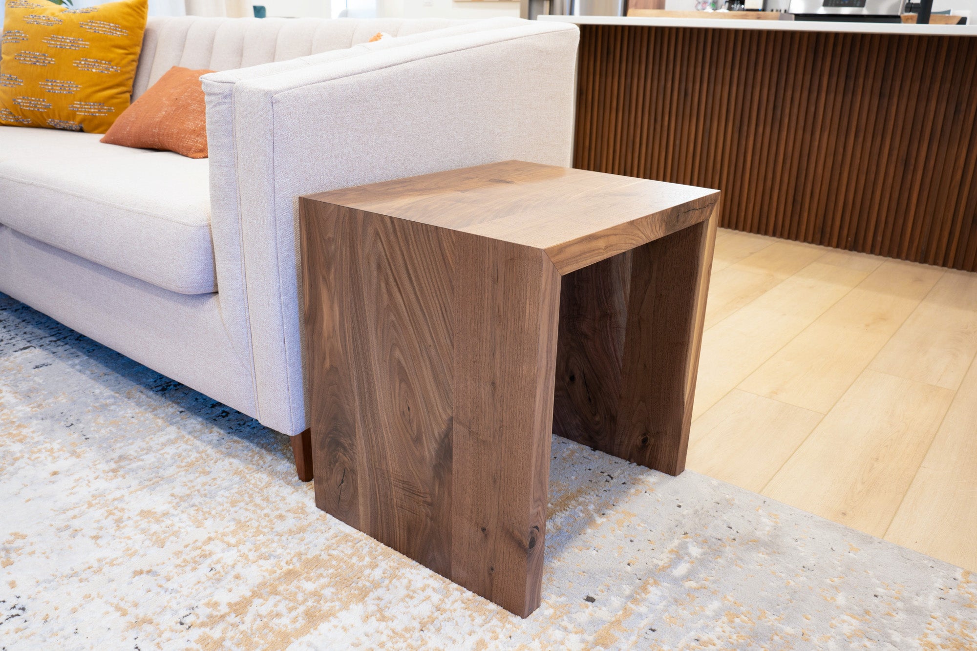Modern Walnut waterfall End Table– Artisan Born