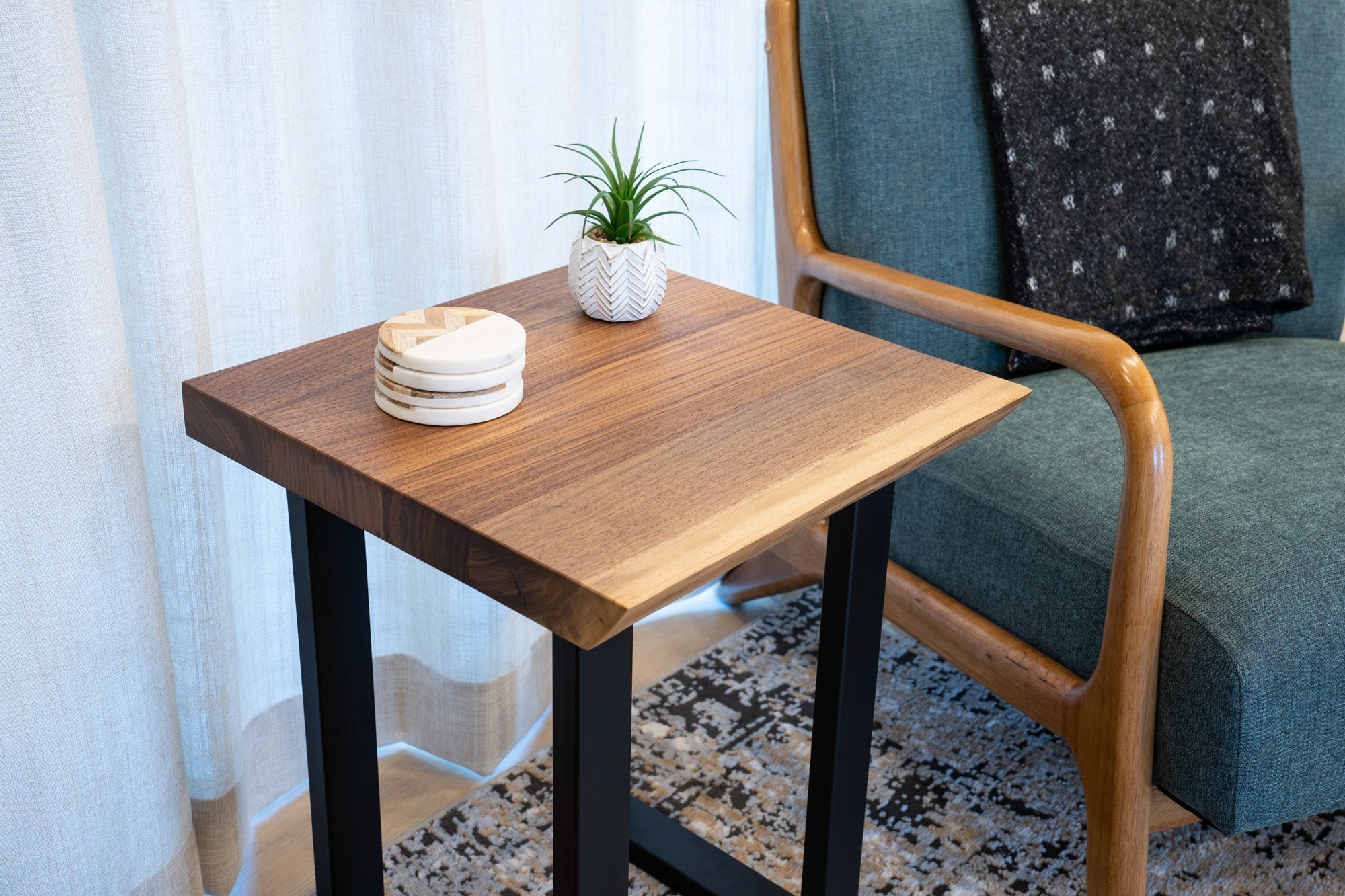 Live Edge Solid Black Walnut End Table– Artisan Born