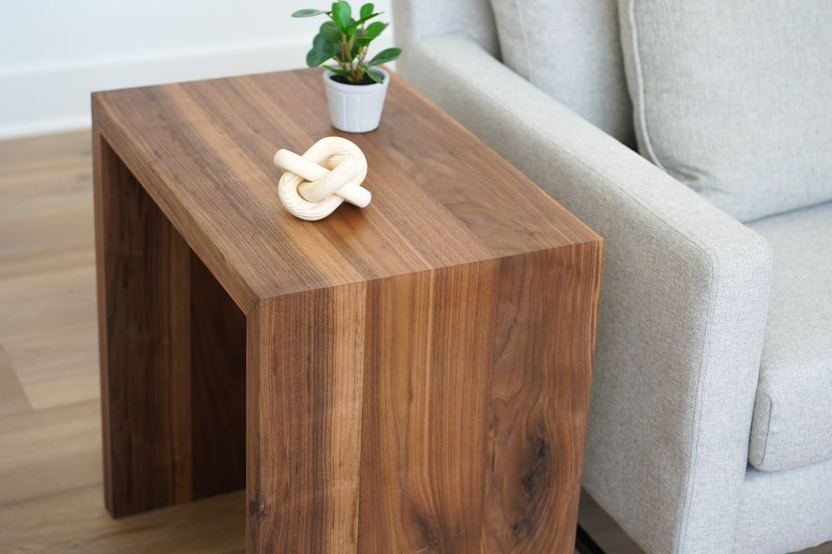 Modern Walnut waterfall End Table– Artisan Born