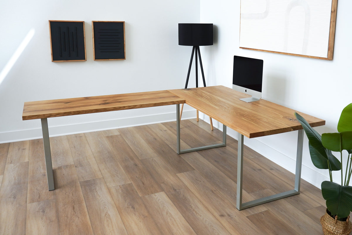 Solid Oak L Shaped Computer Desk– Artisan Born