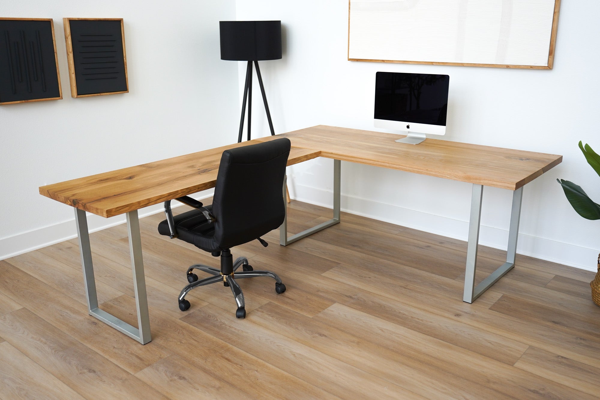Solid Oak L Shaped Computer Desk– Artisan Born