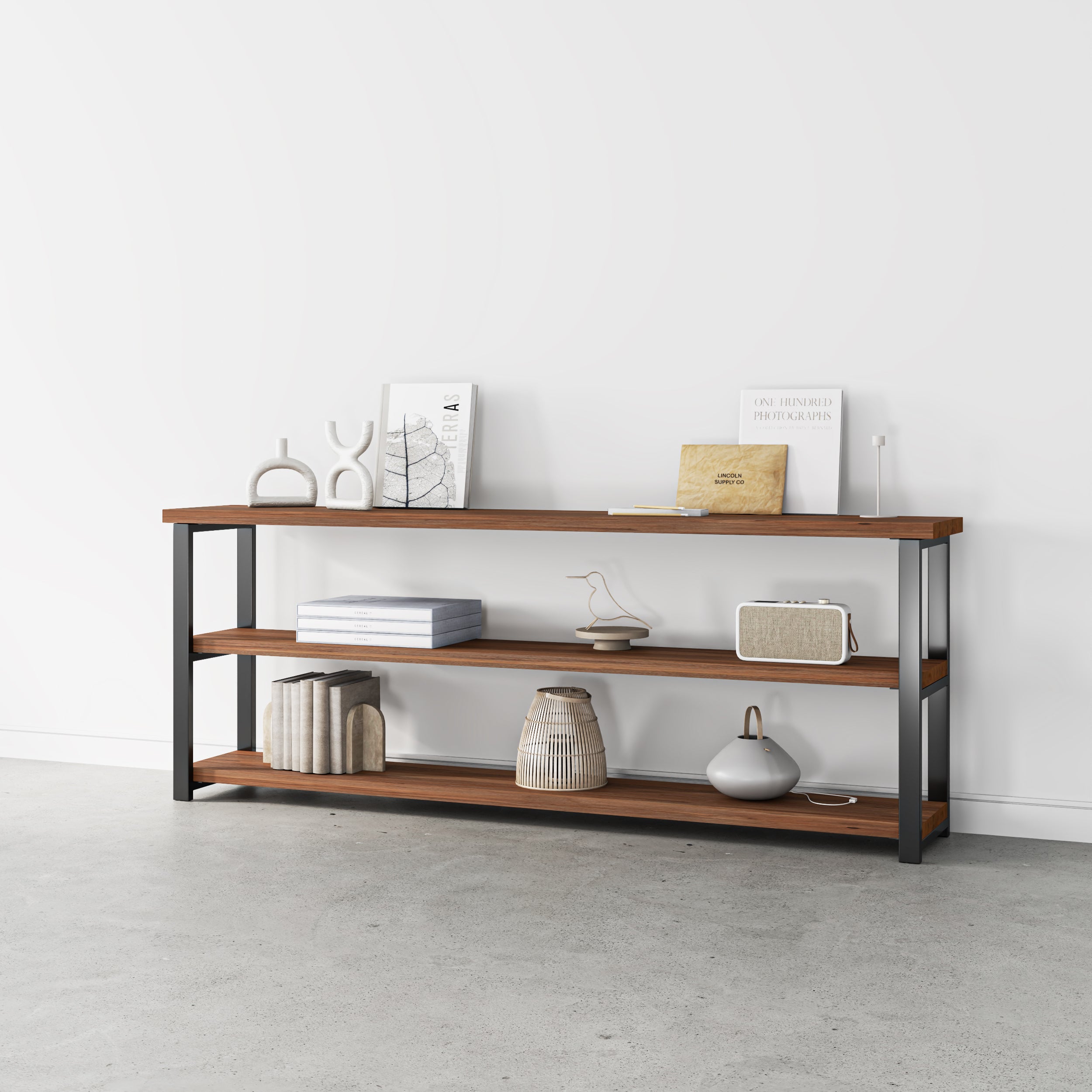 Verona Industrial Walnut Low Bookshelf– Artisan Born