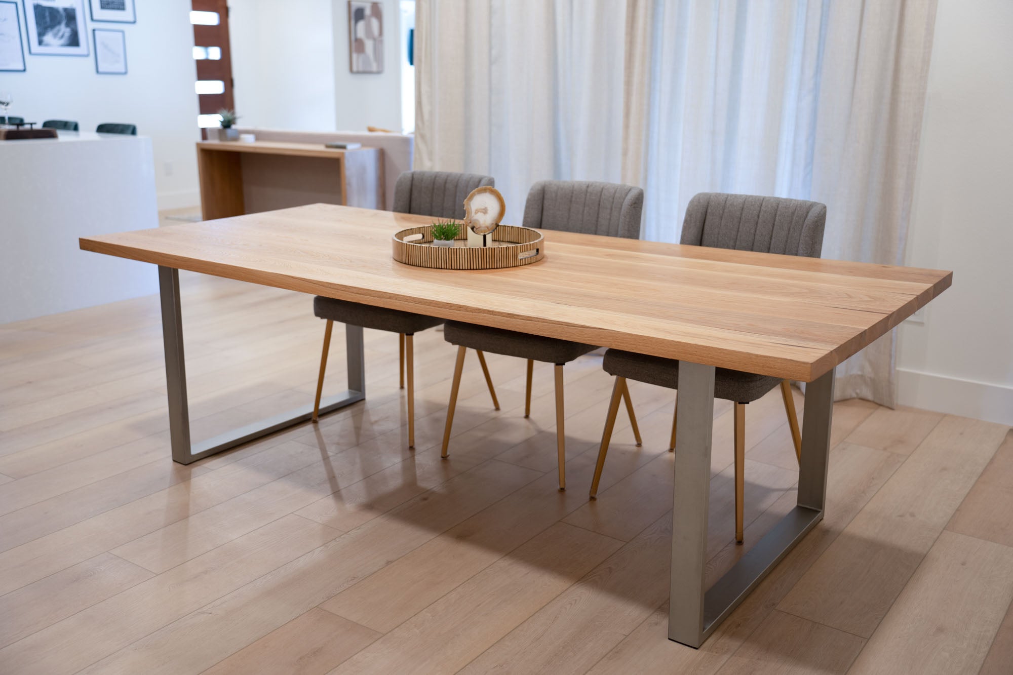 Solid Oak Dining Table with U-shape Legs– Artisan Born